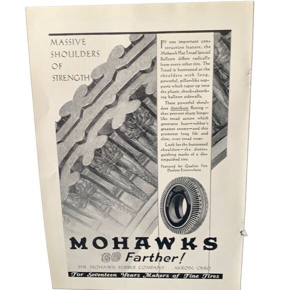 Mohawks | Art | Vintage 93mohawks Tire Shoulders Of Strength Ad ...